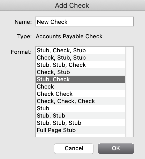 Modifying and Adding Check Formats